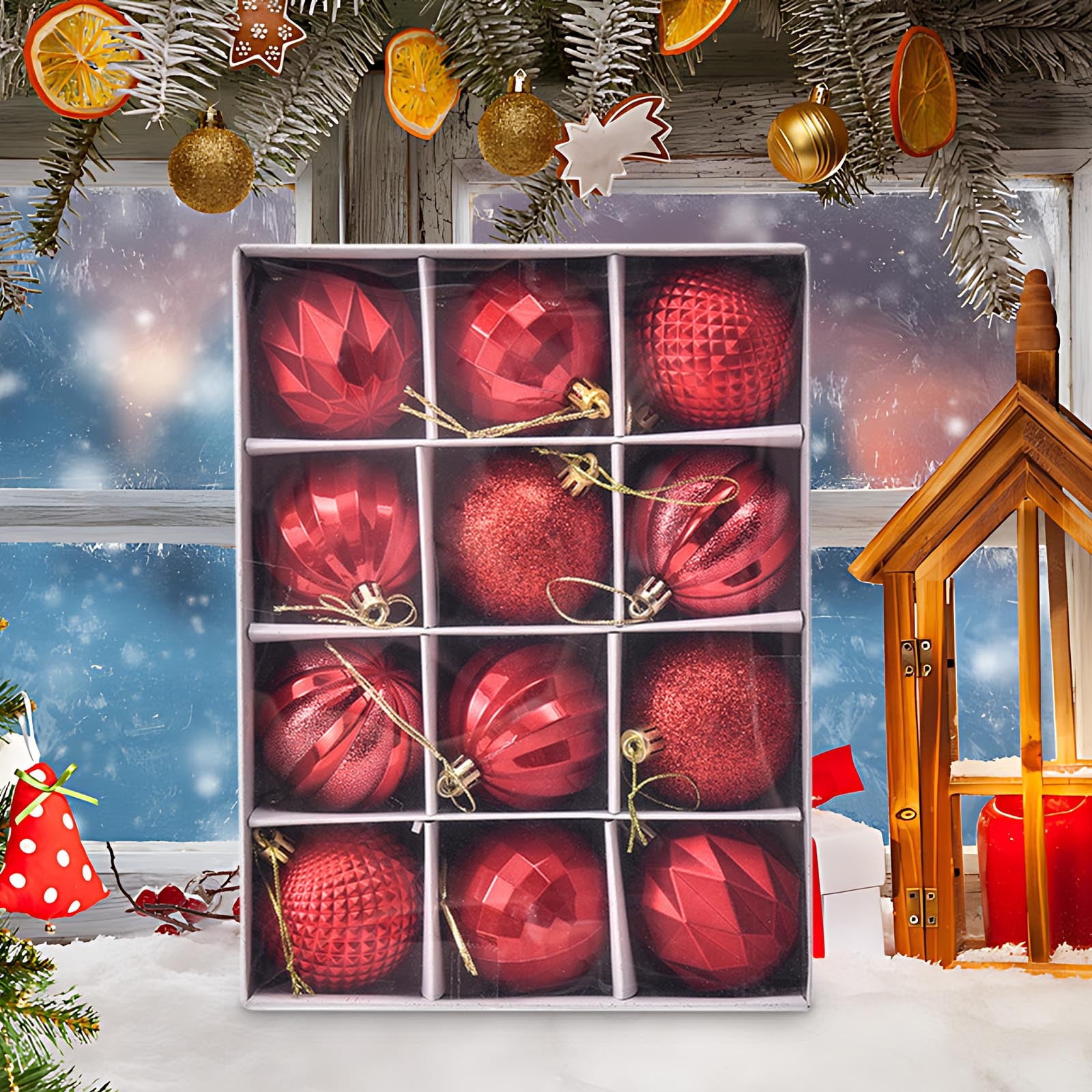 6cm 12pcs Shatterproof Christmas Ball Ornaments Set – Multicolor Tree ...