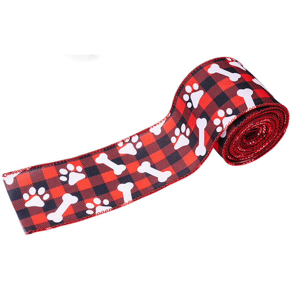 6cm*5yards Pet Dog Paw pattern Webbing Ribbon Bow Decoration Present ...