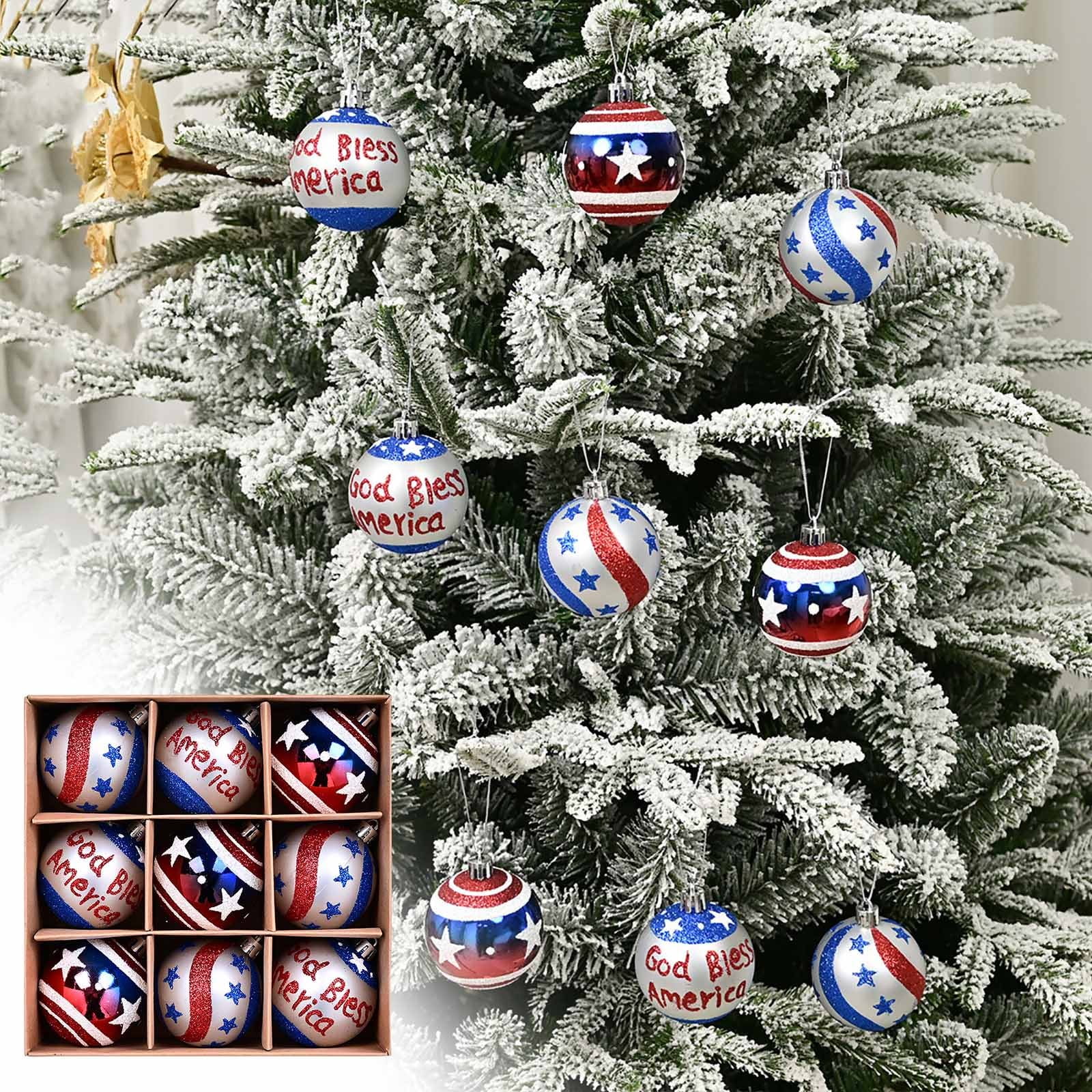 6cm Electroplated Hand-Painted Red White Blue Day Decorations ...