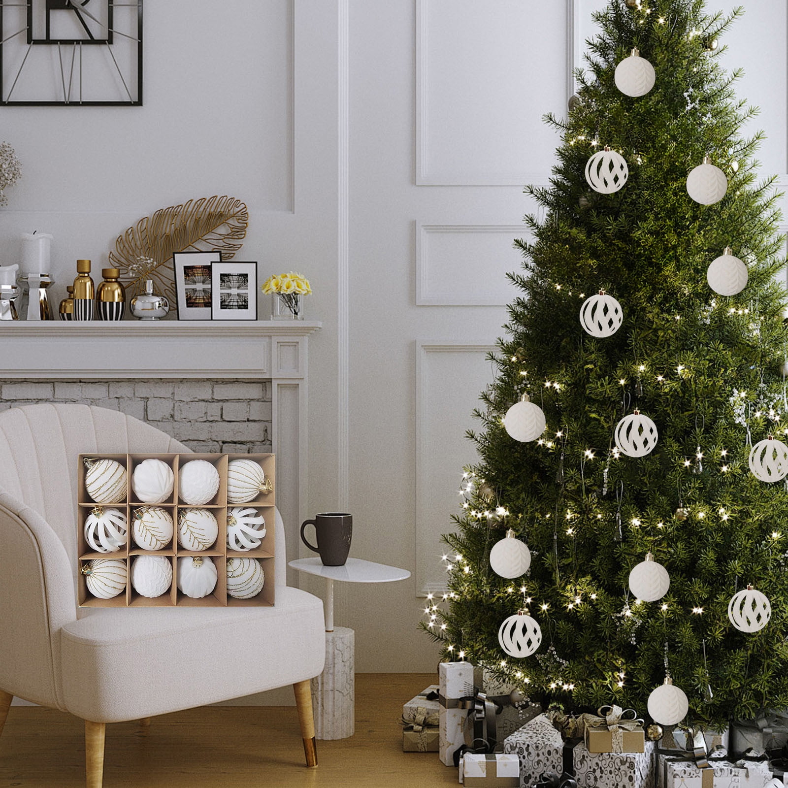 6cm Flocked Velvet Christmas Ornament Balls Set of 12 - Dark Color ...