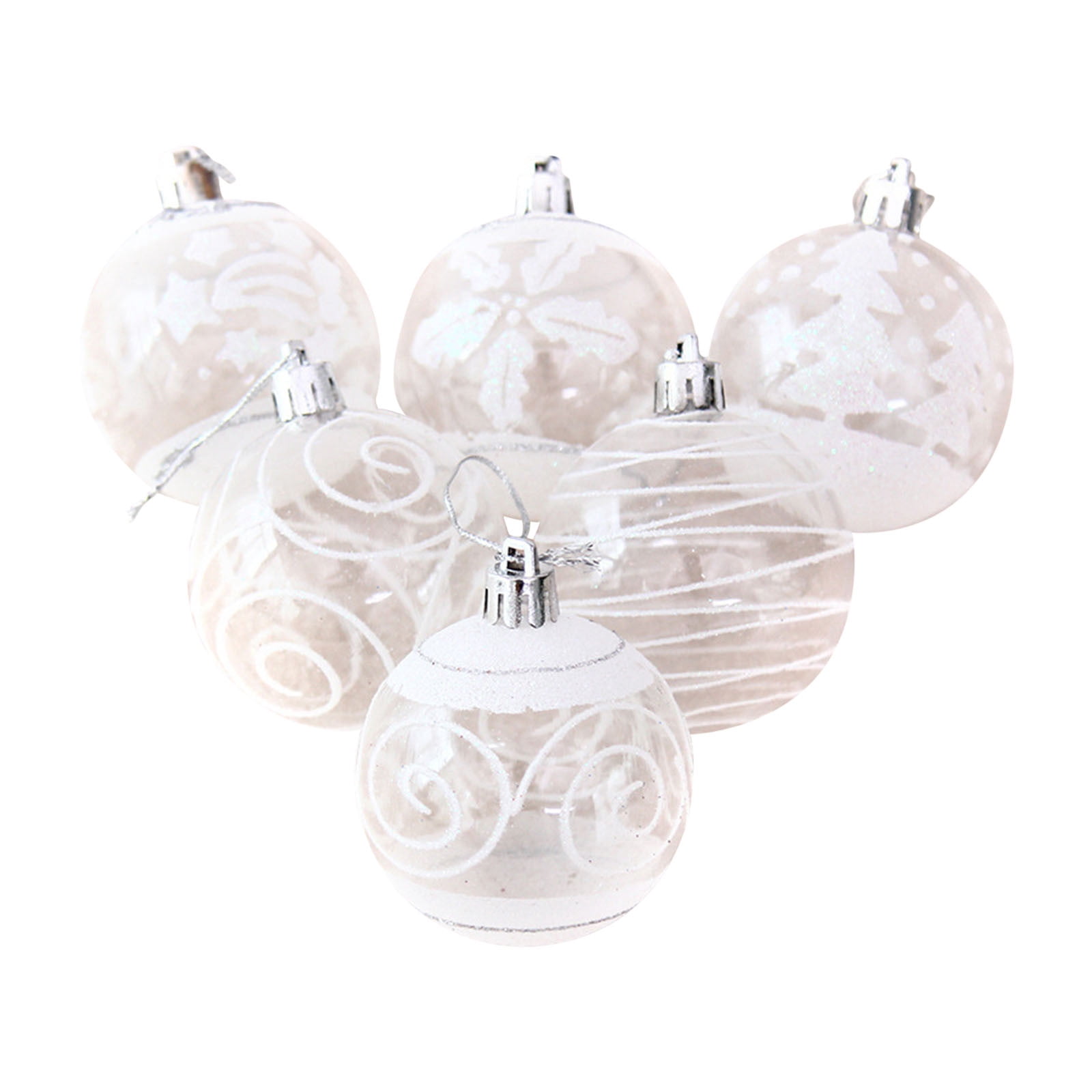 6cm Transparent Painted Printed Christmas Ball Plastic Christmas Tree ...