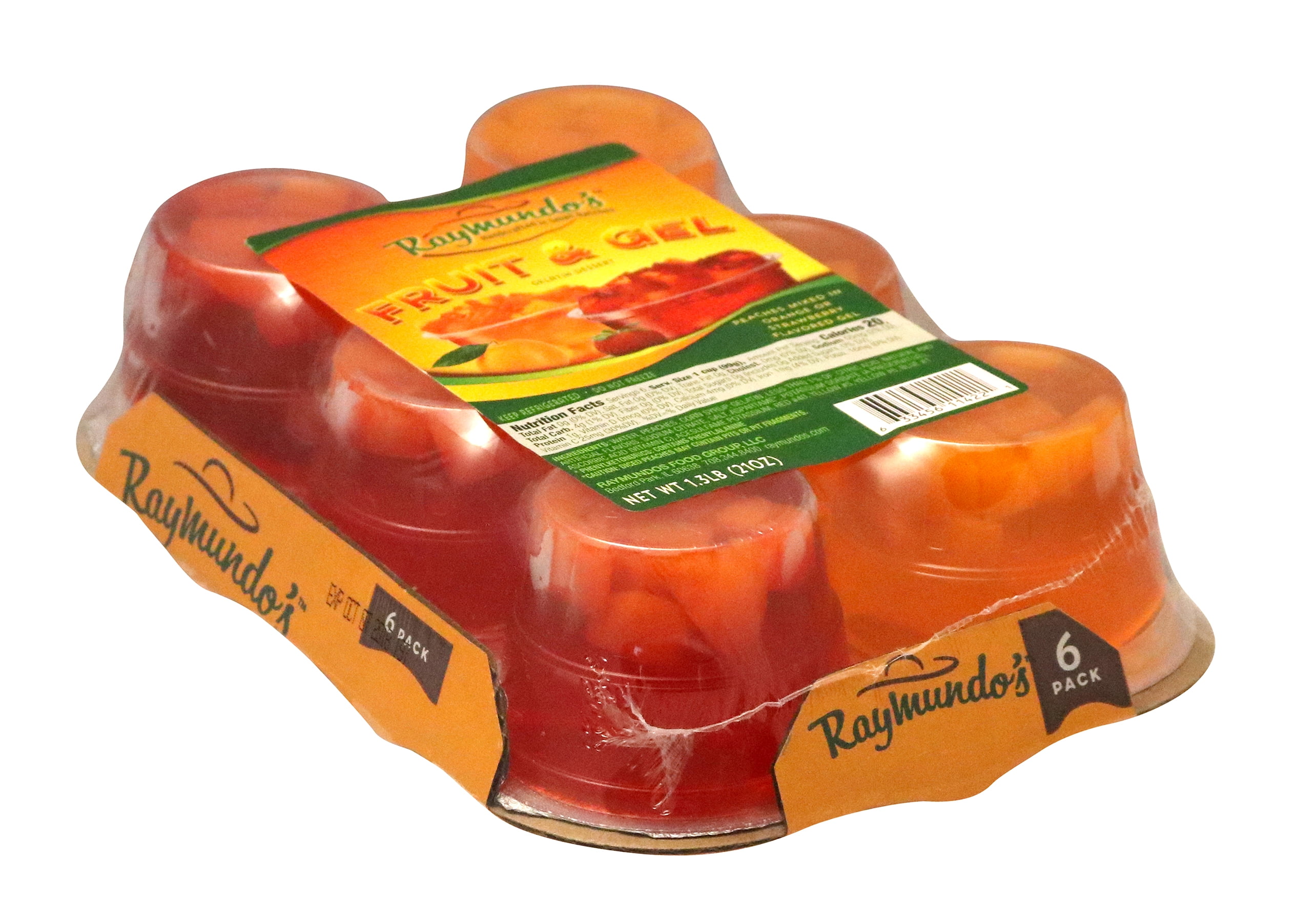 Raymundos Fruit N Gel Refrigerated Gelatin Snack Cups, 3.5 oz, 6 Pack ...
