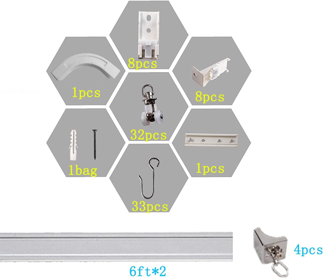 6ft-12ft Upgraded Aluminum Curtain Track, Ceiling or Wall mount ...
