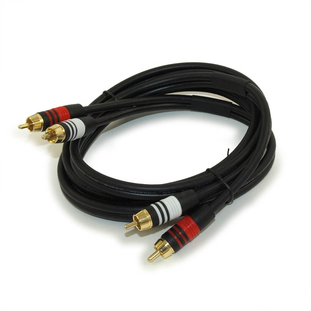 6ft 2 Wire RCA Premium Component Audio Cables, 24K Gold Plated, Black ...
