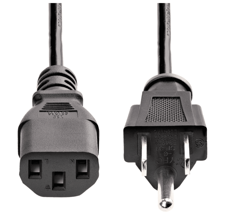 6ft (2m) Computer Power Cord, NEMA 5-15P to C13, 10A 125V, 18AWG, Black ...