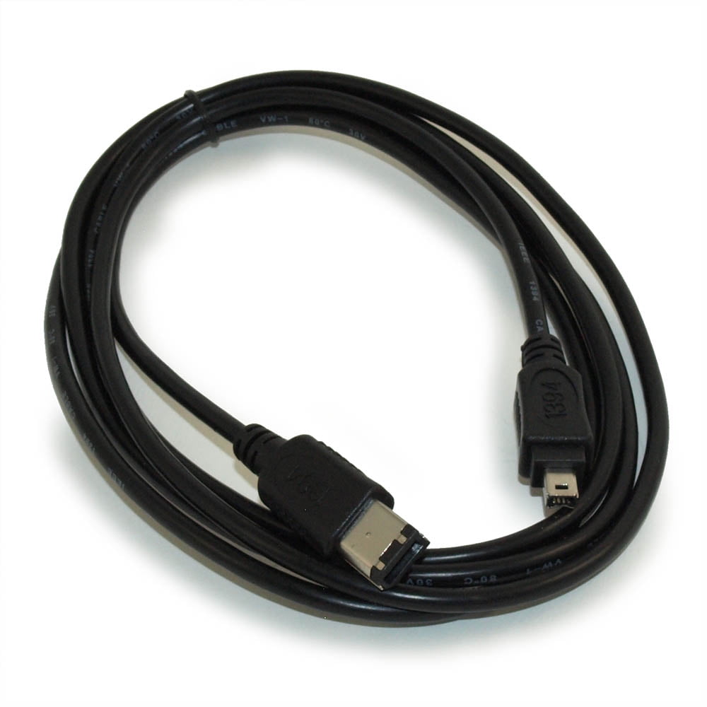 6ft, 6 Pin to 4 Pin Firewire 400 / 1394 / iLink Cable - Walmart.com