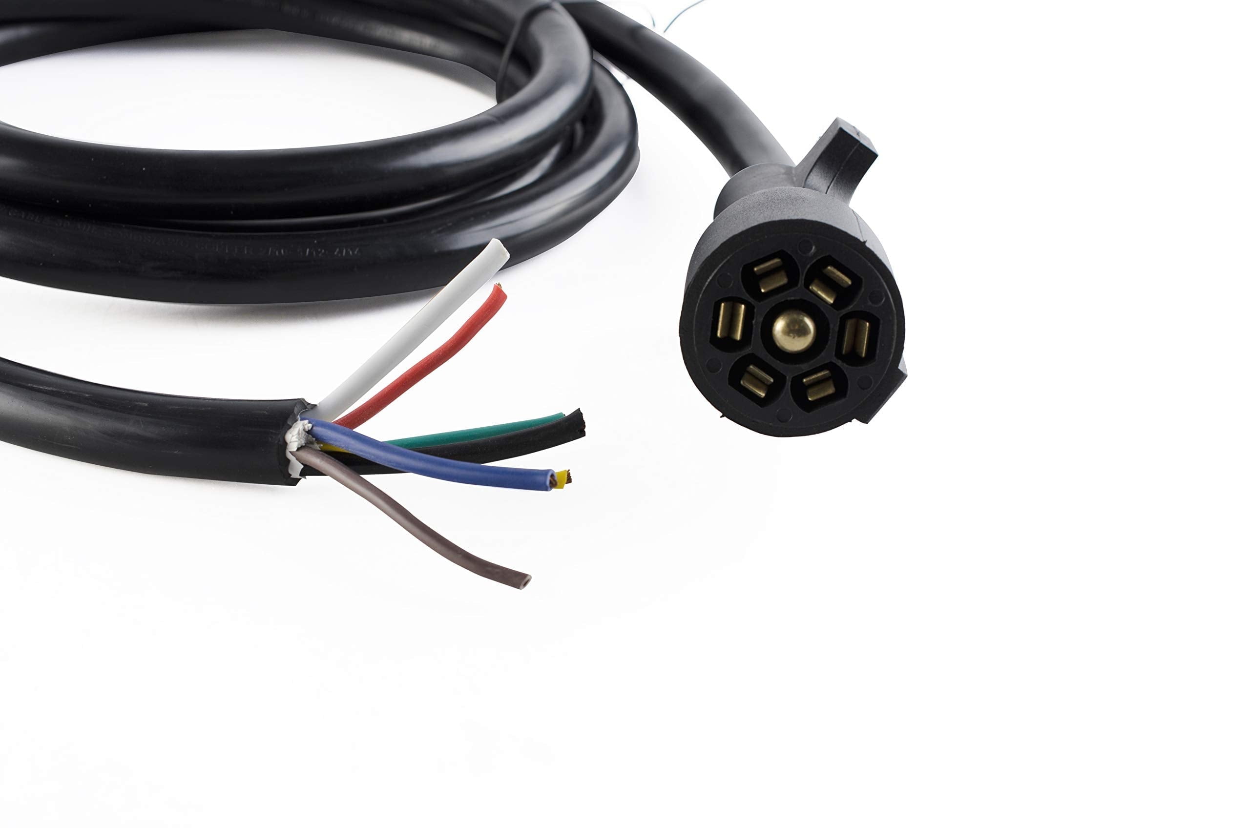 6ft 7 Way Trailer Cable 10AWG Black (6 feet) by LifeSupplyUSA - Walmart.com
