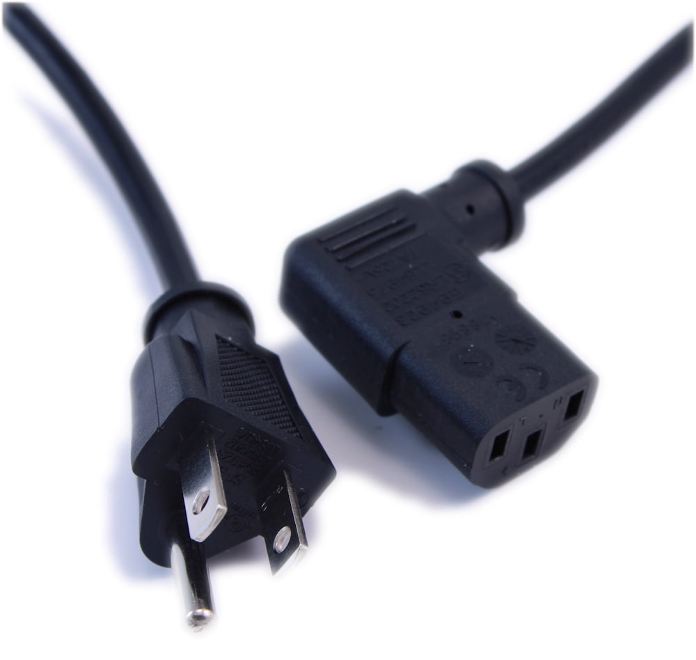 6ft ANGLED Computer Power Cord (NEMA 5-15P to C13 Plug), 18AWG, Black ...
