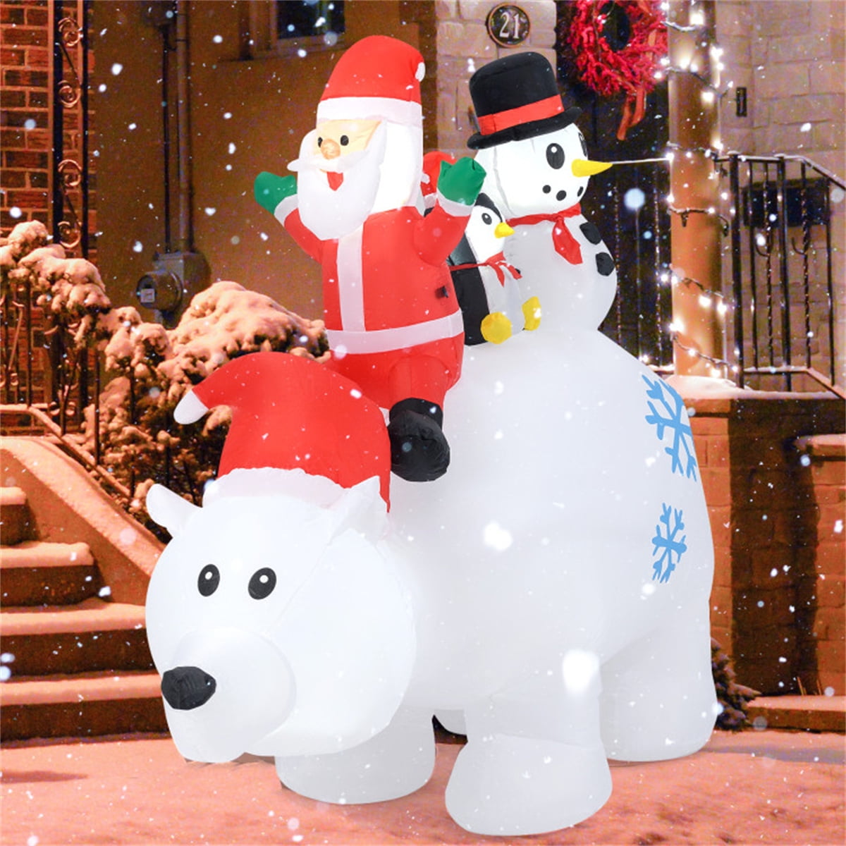 6ft Animated Shaking Head Inflatable Polar Bear - 5 Built-in LED Lights ...