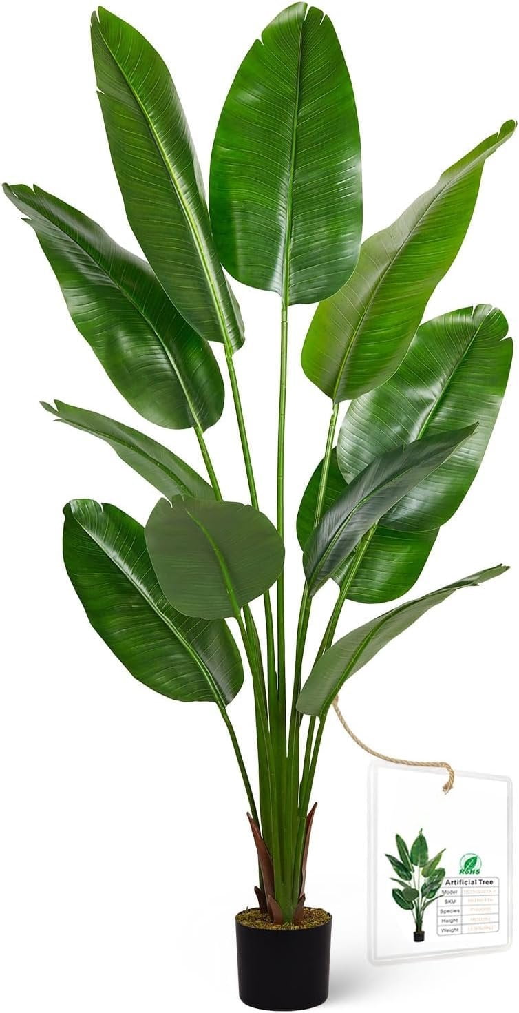 6ft Artificial Bird of Paradise Tree for Decor, 6 Faux Floor Silk ...