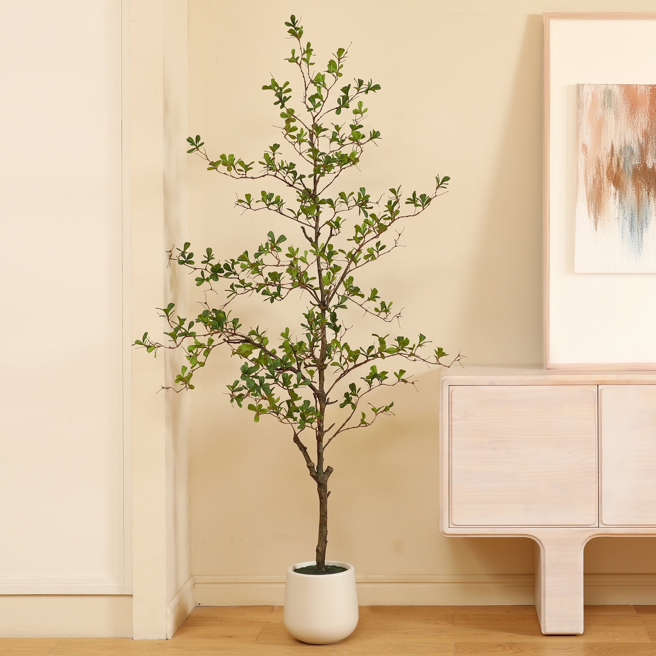 6ft Artificial Black Olive Tree with 9 inch White Planter, Tall Fake ...