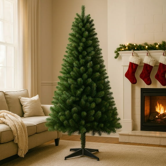 6ft Artificial Christmas Tree, Classic Green Xmas Tree with Full 400 ...