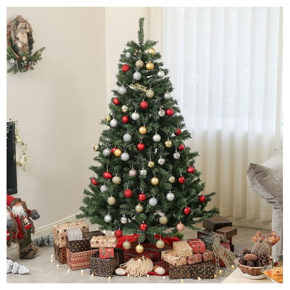 6ft Artificial Christmas Tree, Xmas Tree with 1000 Branch Tips, Auto ...