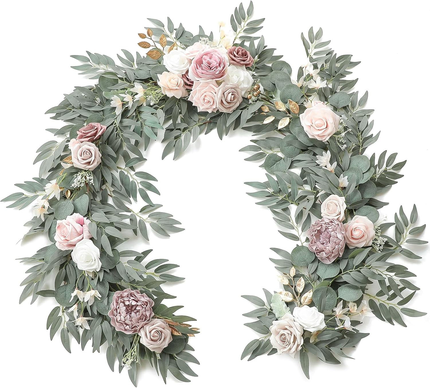 6ft Artificial Eucalyptus Garland with Flowers Fake Greenery Faux ...