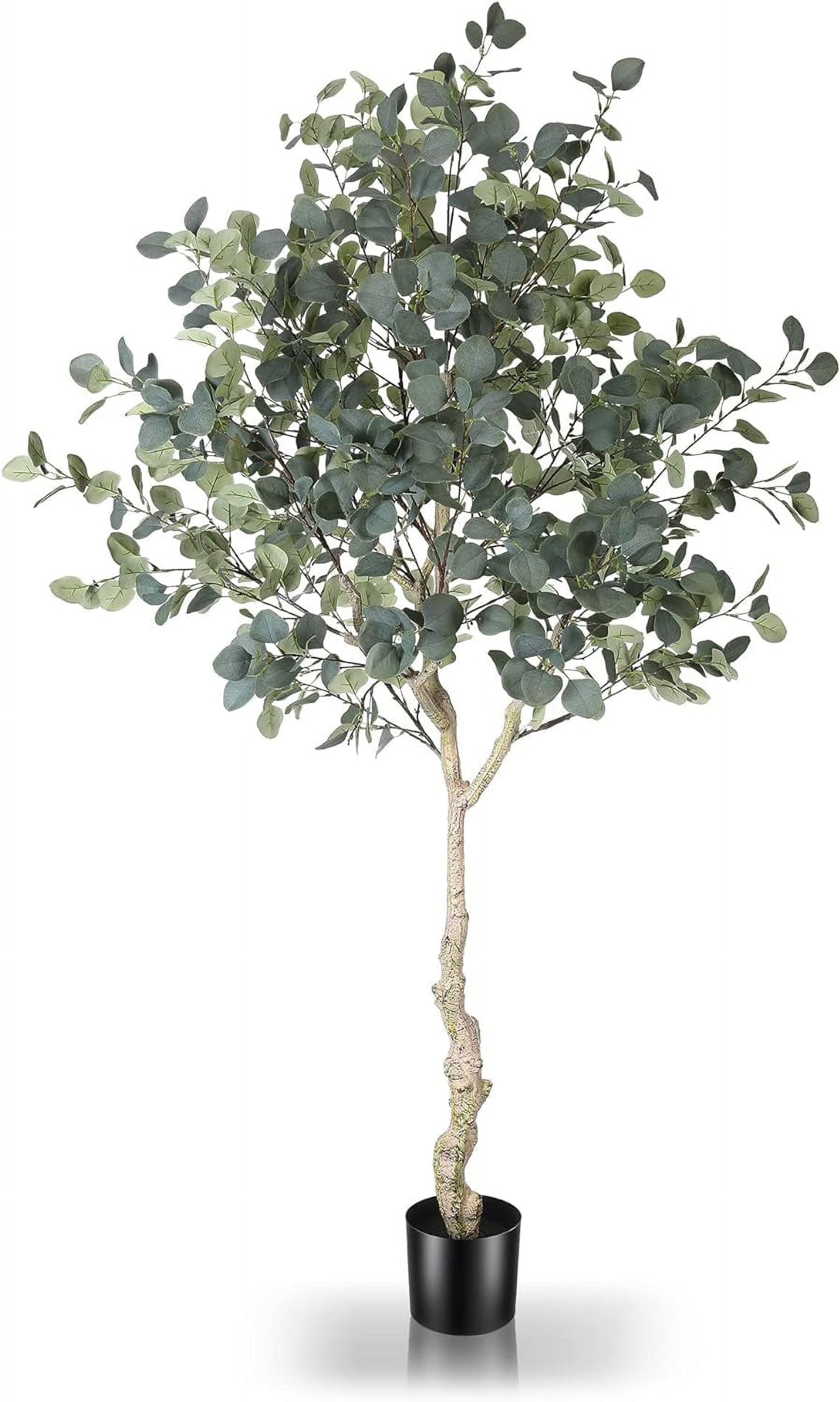 6ft Artificial Eucalyptus Tree in Plastic Nursery Pot, Tall Faux ...