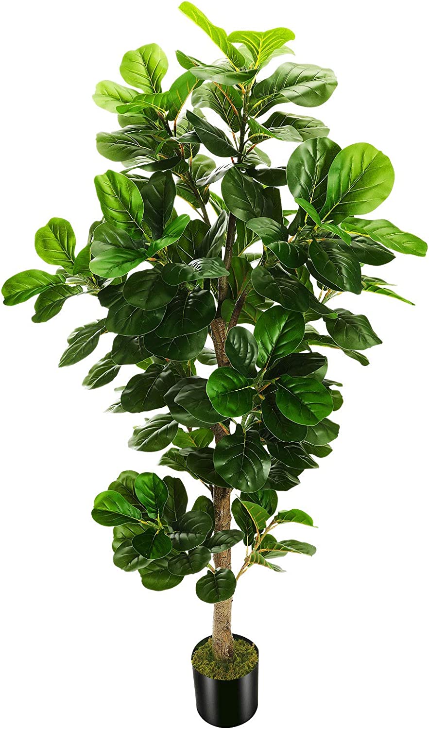6ft Artificial Fiddle Leaf Fig Tree (72in) with Plastic Nursery Pot ...