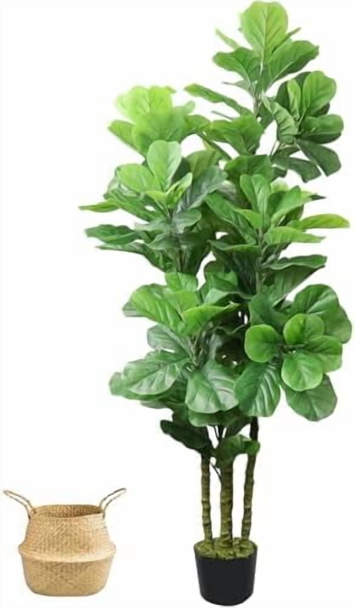 6ft Artificial Fiddle Leaf Fig Tree in Pot Faux Fiddle Leaf Fig Tree ...