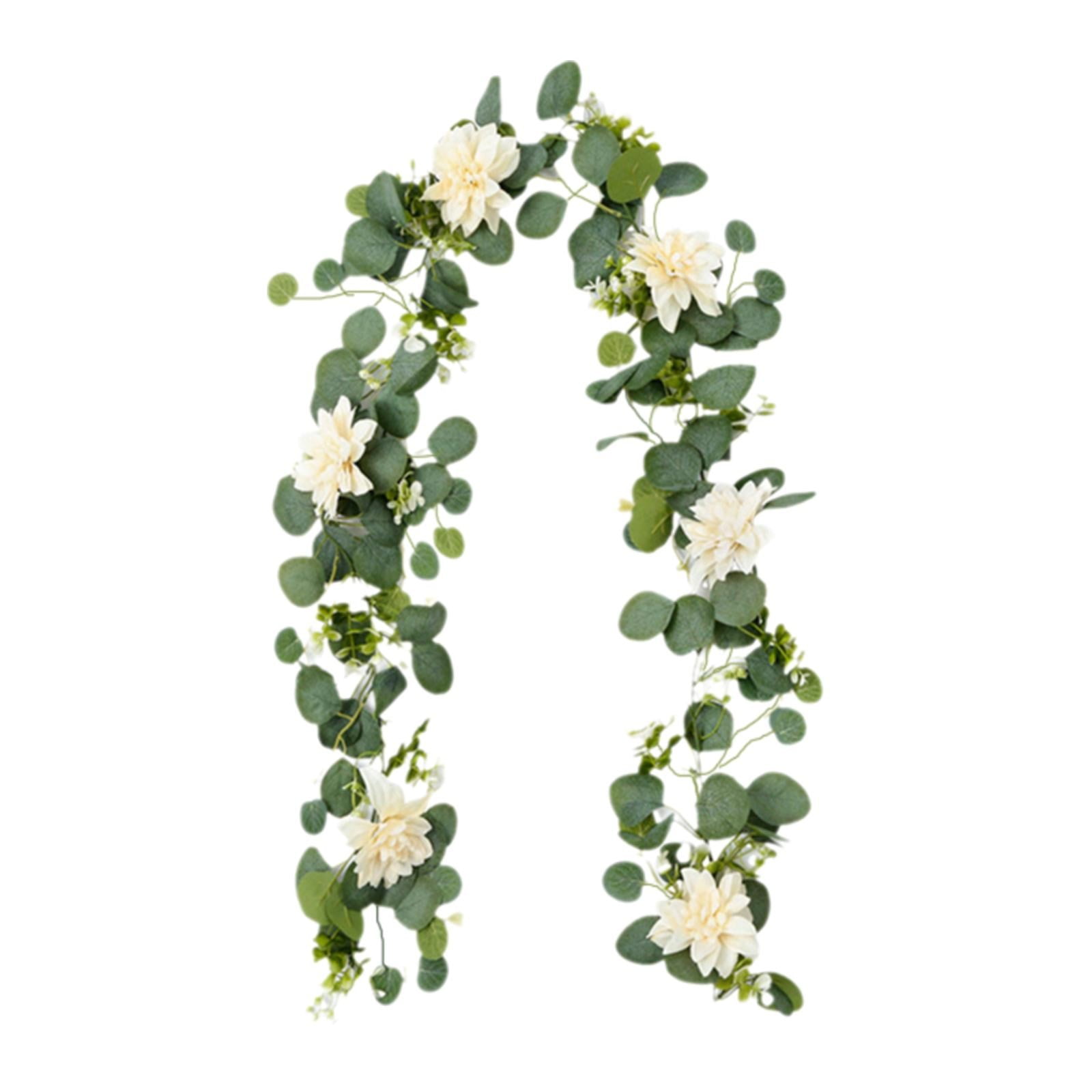 6ft Artificial Garland With White Flowers Faux Greenery Garland ...