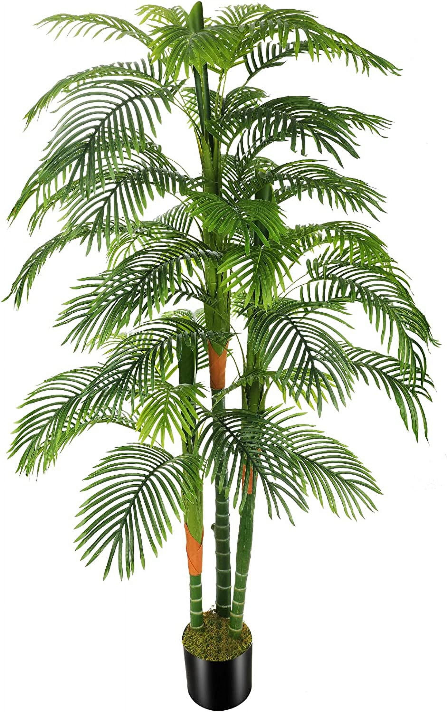 6ft Artificial Golden Cane Palm Tree(72in) with 3 Trunks Faux Tree and ...