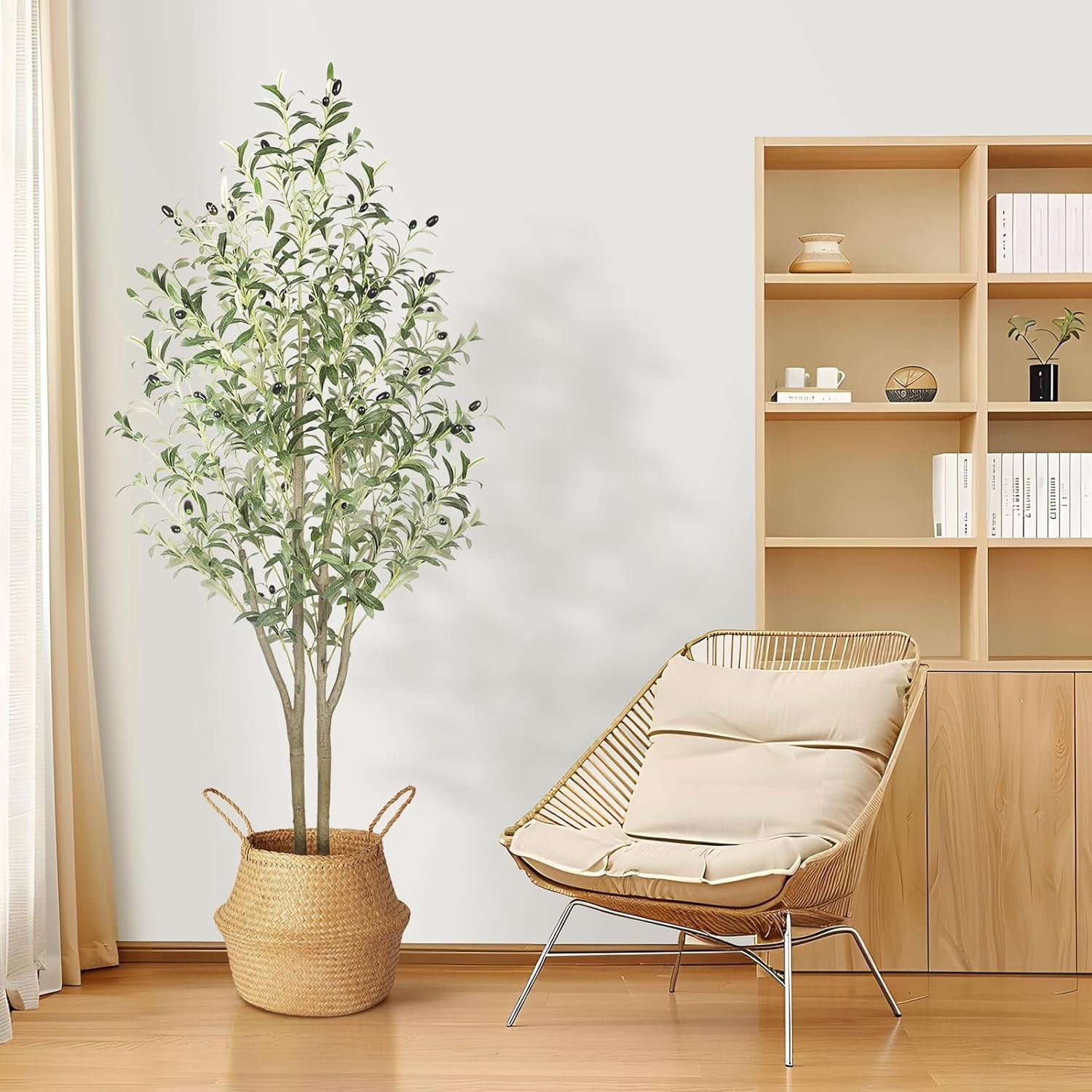 6ft Artificial Olive Tree Faux Silk Plant(72" in), Indoor Fake Olive ...