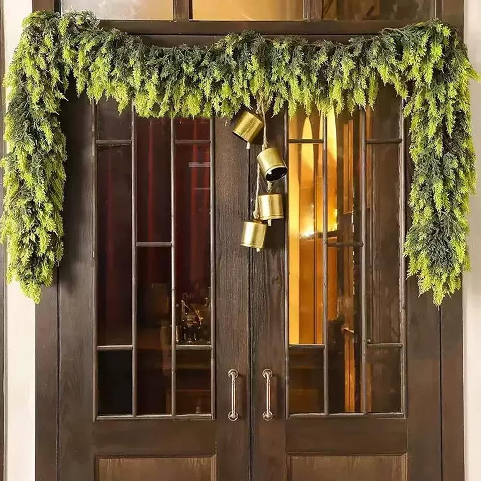 6ft Artificial Rattan Christmas Garland | Green Plastic Hanging Decor ...