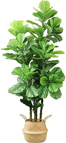 6ft Artificial Tree Indoor with Woven Seagrass Plant Basket, Artificial ...