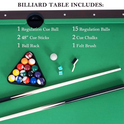 6ft Billiard Table, Portable Pool Table Set with Automatic Ball Return ...