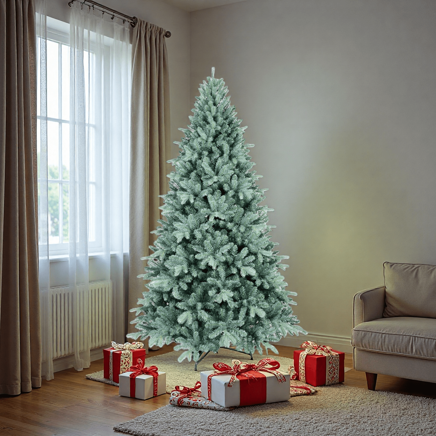 6ft Blue Green Artificial Christmas Tree, 1390 Tips Hinged Design for ...