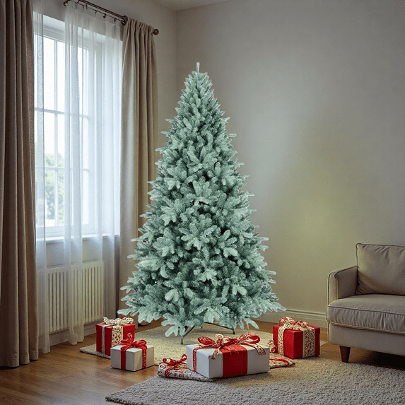 6ft Blue Green Artificial Christmas Tree, 1390 Tips Hinged Design for ...