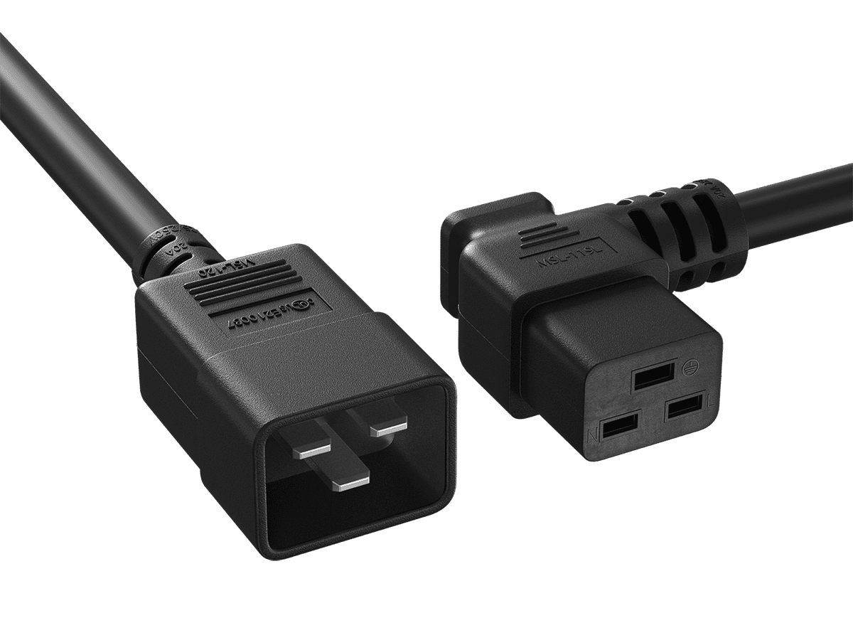 6ft C20 to Left Angle C19 Power Cord 12AWG 20A/250V UL, Black - Walmart.com