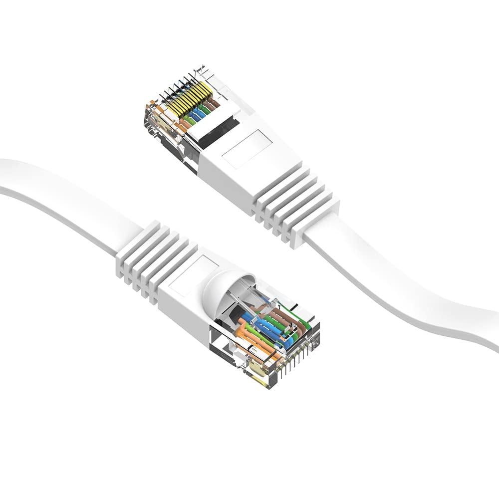 6ft Cat6 Flat Ethernet Network Cable White (20 Pack) - Walmart.com
