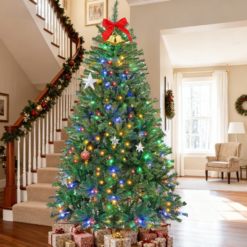 6ft Christmas Tree, Pre-lit Artificial Spruce Christmas Trees with ...