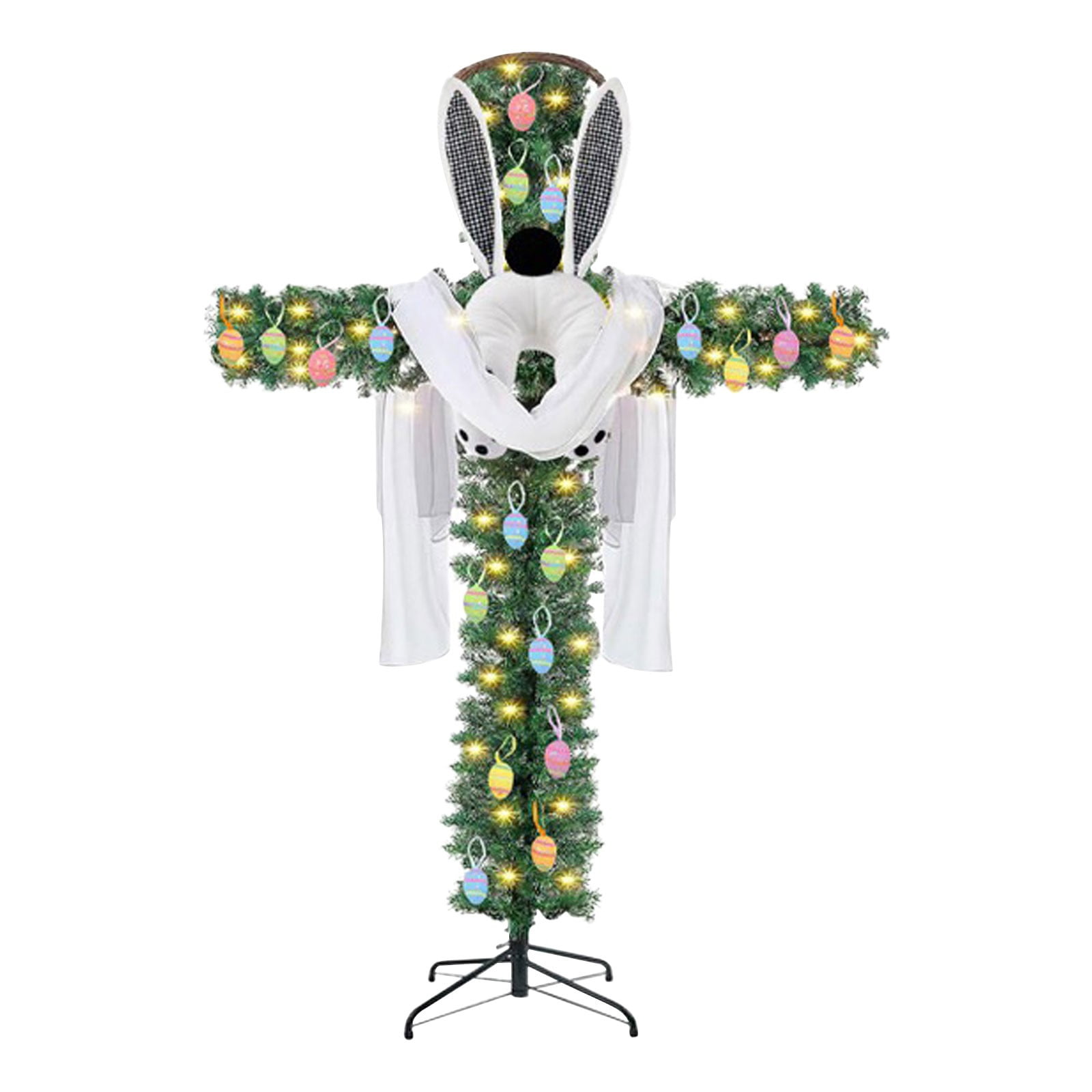6ft Cross Easter Tree with 100 Lights and White Silk Scarf Tall Easter ...