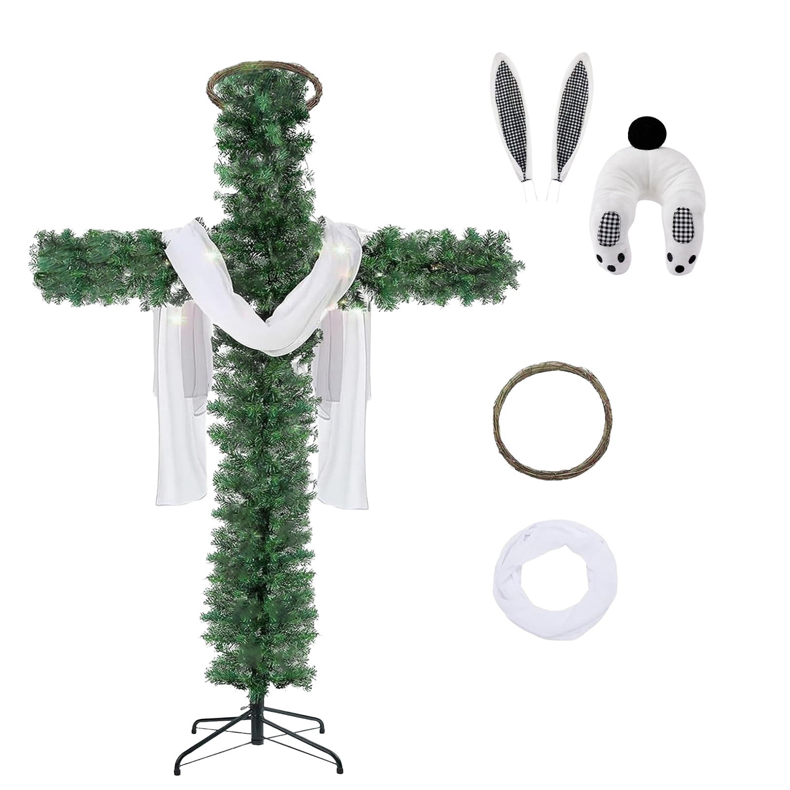 6ft Cross Easter Tree with a White Silk Scarf Tall Easter Cross Jesus ...