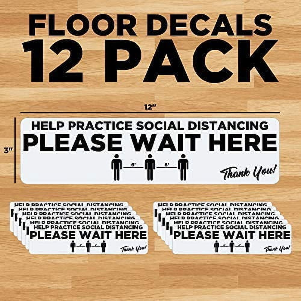 6ft Distance Markers Removable Floor Decals for Social Distancing 3"X12 ...