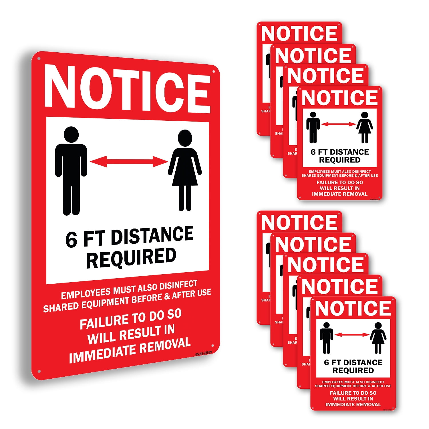 6ft Distance Required Public Safety Aluminum Sign 24 Inch x 18 Inch ...