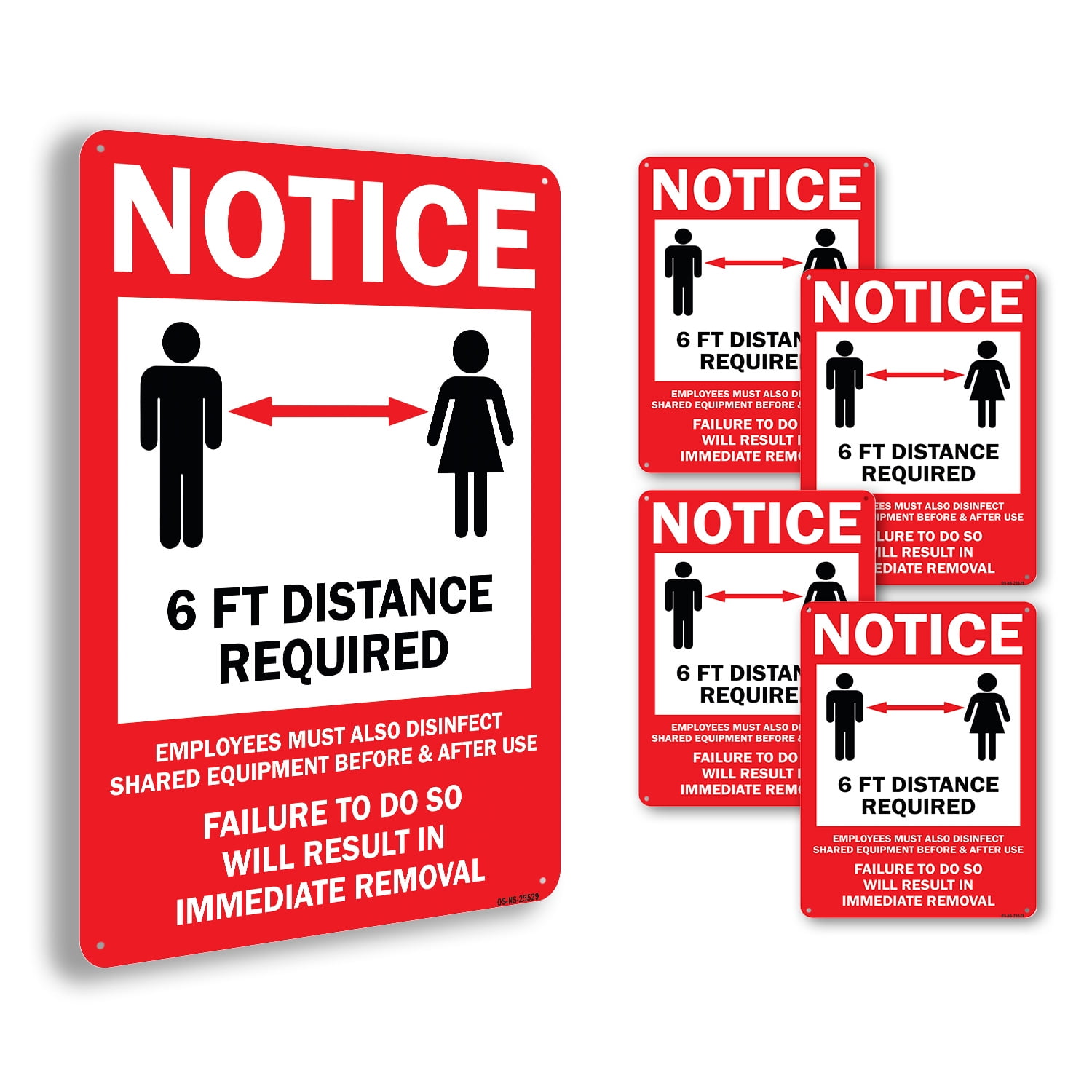 6ft Distance Required Public Safety Aluminum Sign 24 Inch x 18 Inch - 5 ...