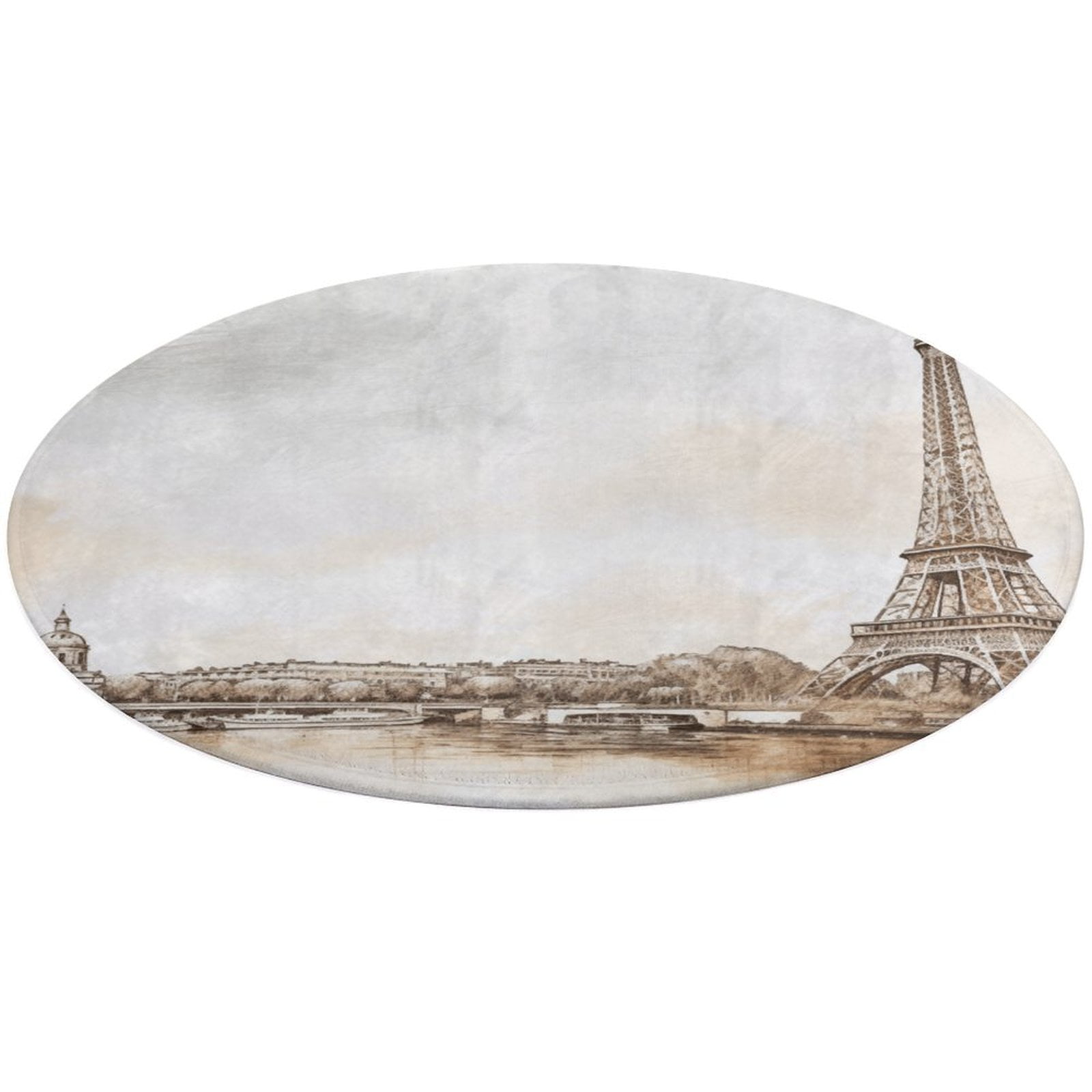 6ft Eiffel Tower Ultra-Thin Washable Round Rug - Non Slip Non Shedding ...