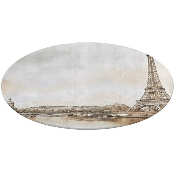 6ft Eiffel Tower Ultra-Thin Washable Round Rug - Non Slip Non Shedding ...