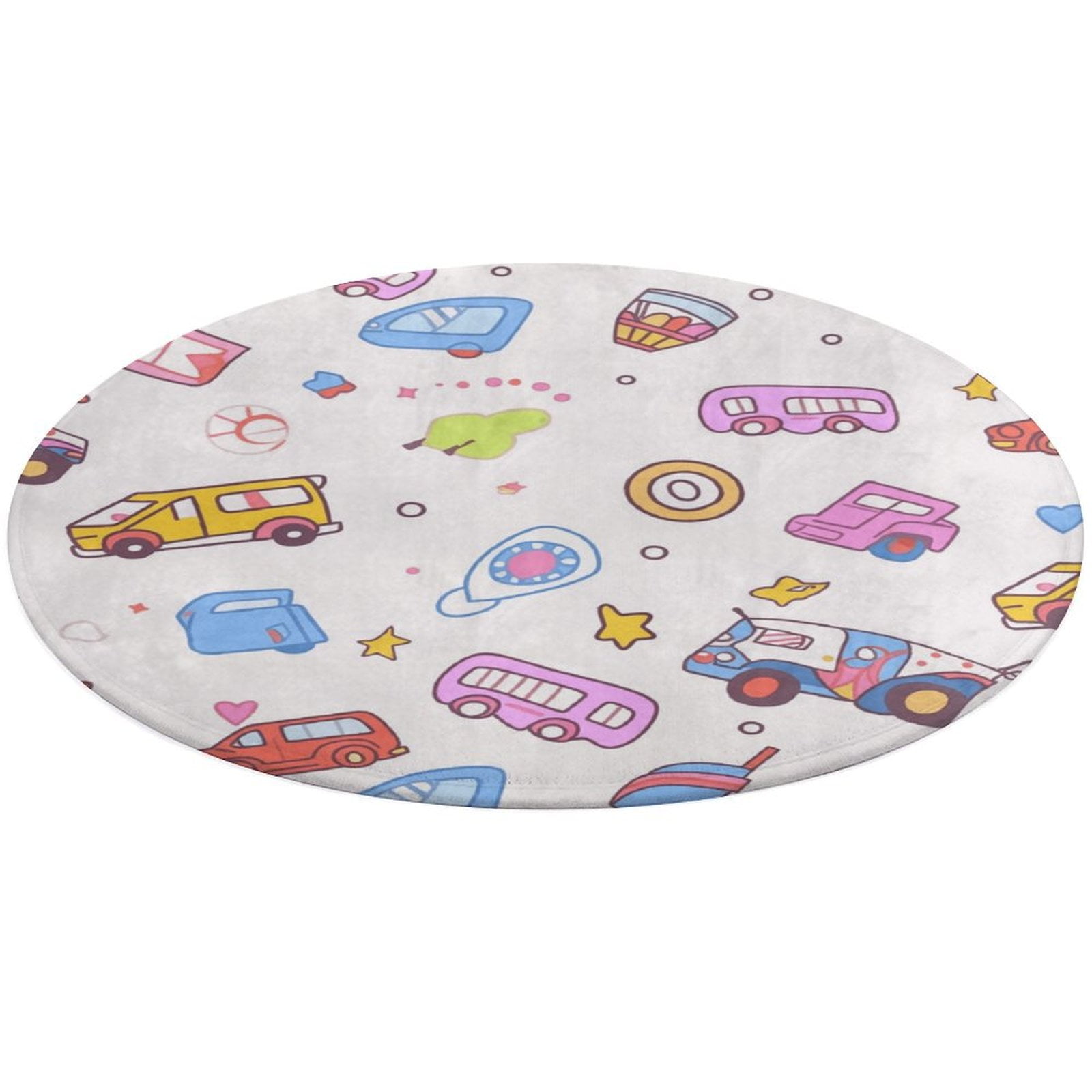 6ft Excavator Fire Truck Racing Ultra-Thin Washable Round Rug - Non ...