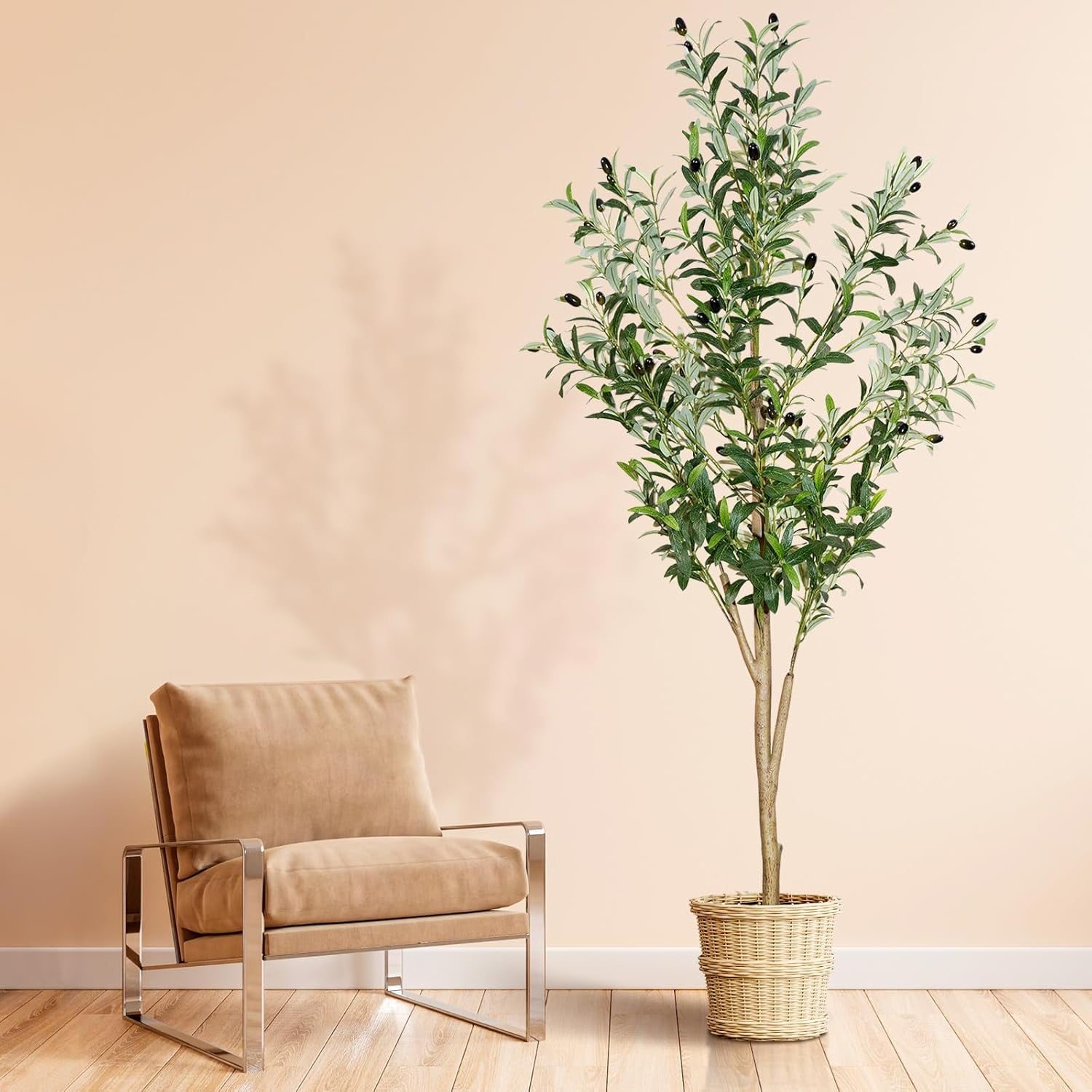 6ft Faux Olive Tree, Artificial Olive Tree Indoor, High Imitation Silk ...