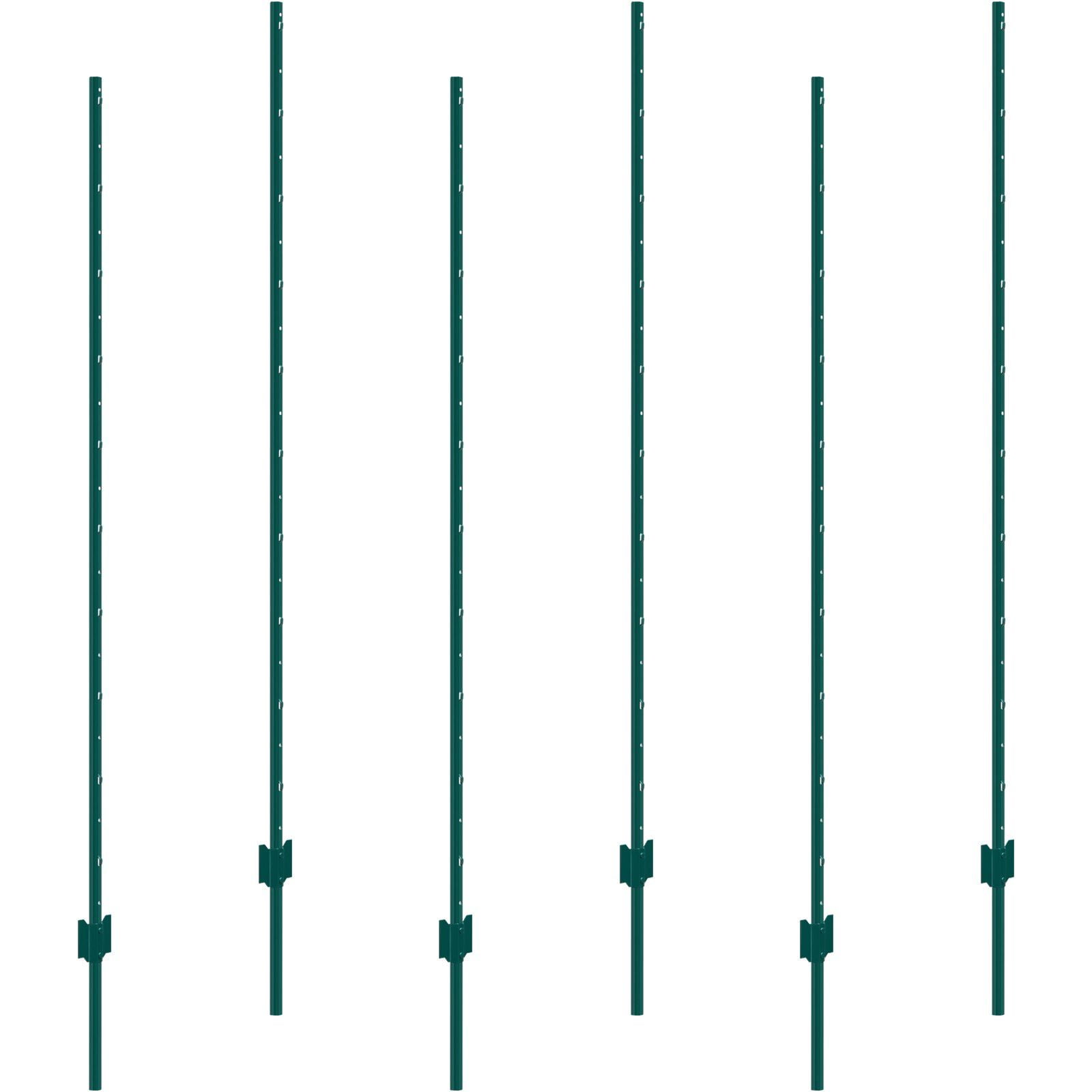 6ft Fence Post, 6 Pack - Heavy Duty Metal Steel Fence Stakes for Garden ...