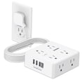 ONDOG 6ft Flat Plug Power Strip, 8 Outlets, 4 USB Ports (1 USB-C ...