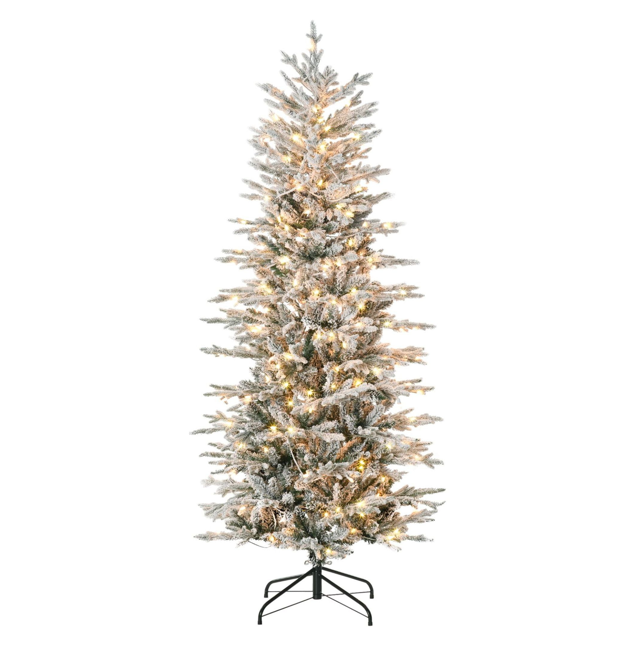 6ft Flocked Pre-Lit Christmas Tree with Warm Lights - Auto Open ...