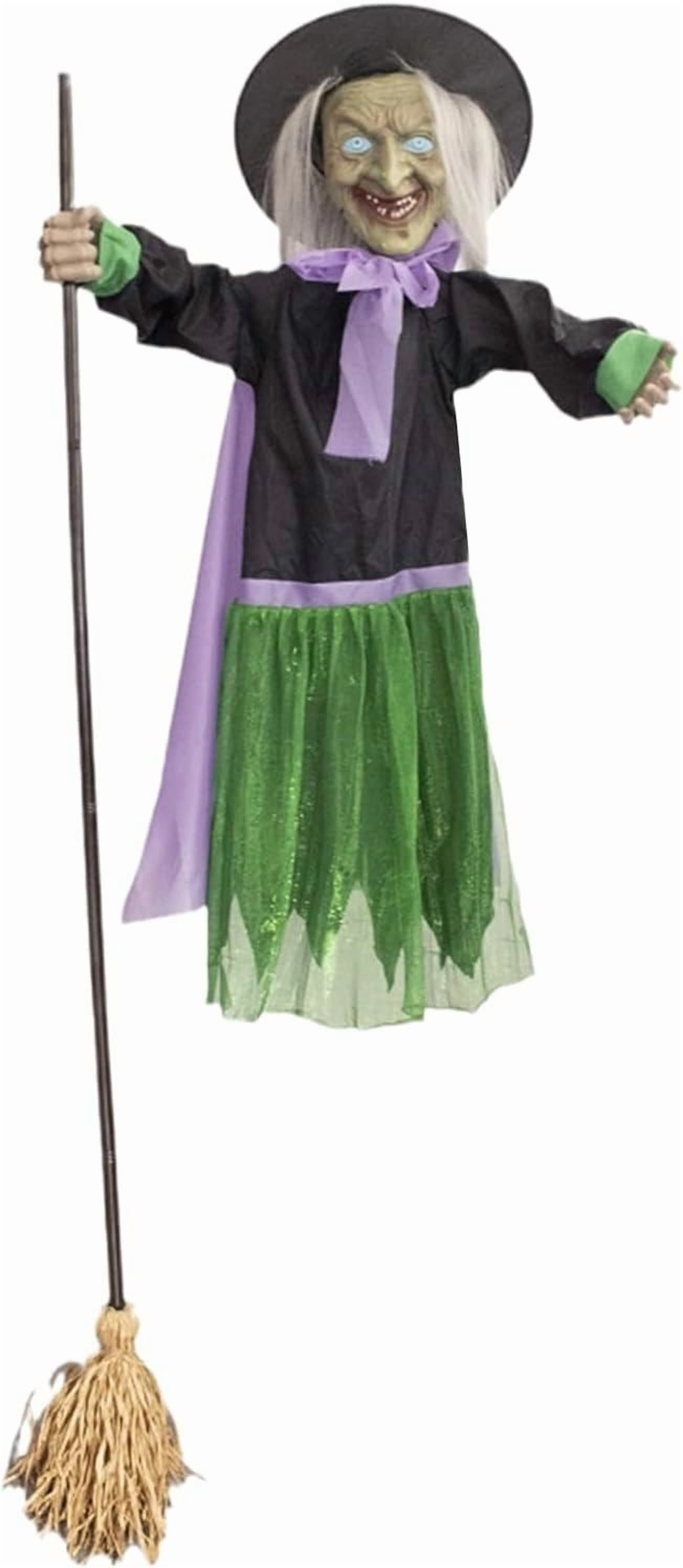 6ft Flying Witch on Broom, Halloween Flying Witch Decor - Realistic ...