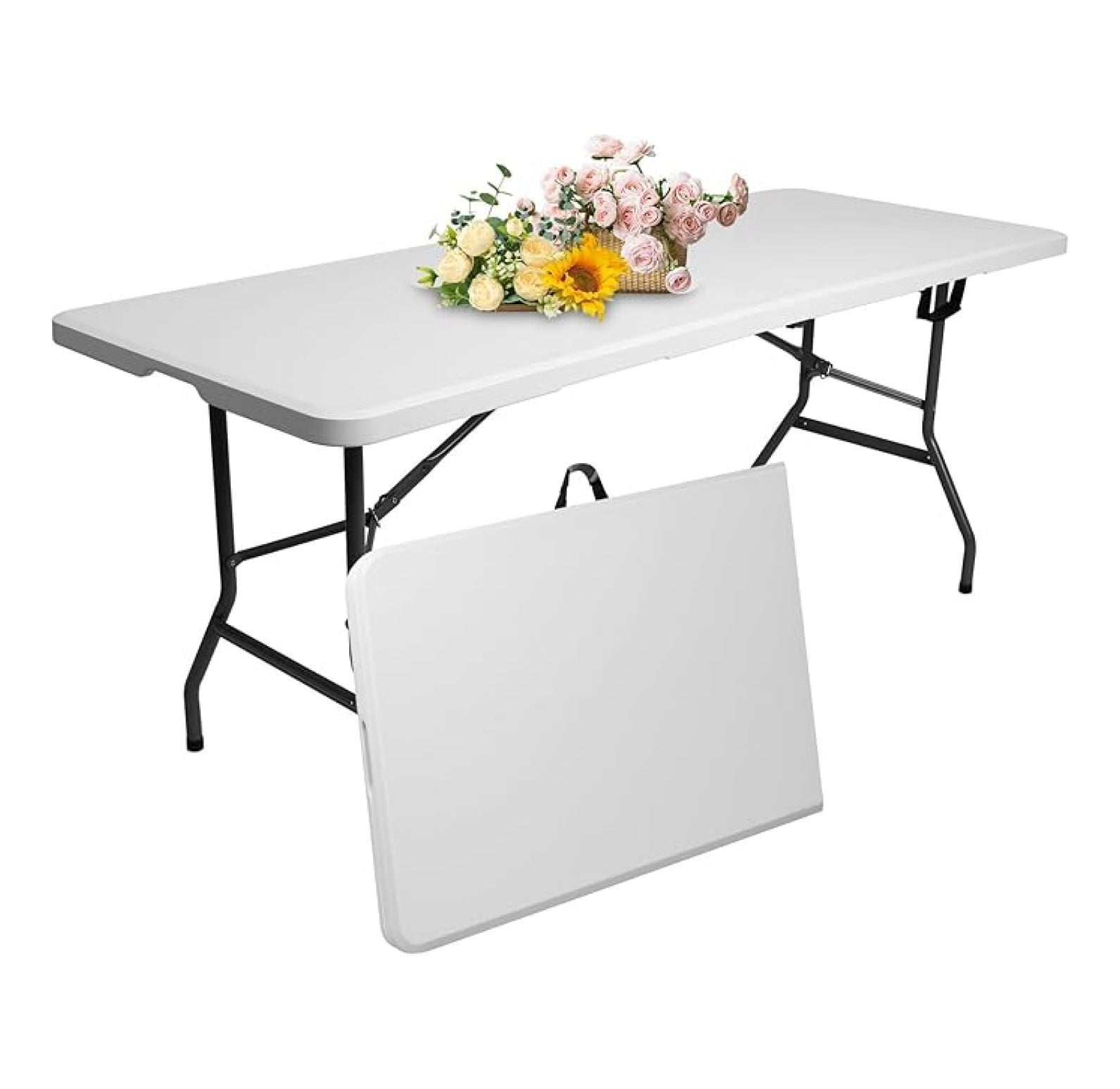 6ft Foldable Plastic Table - White, Heavy Duty Camping Table for ...