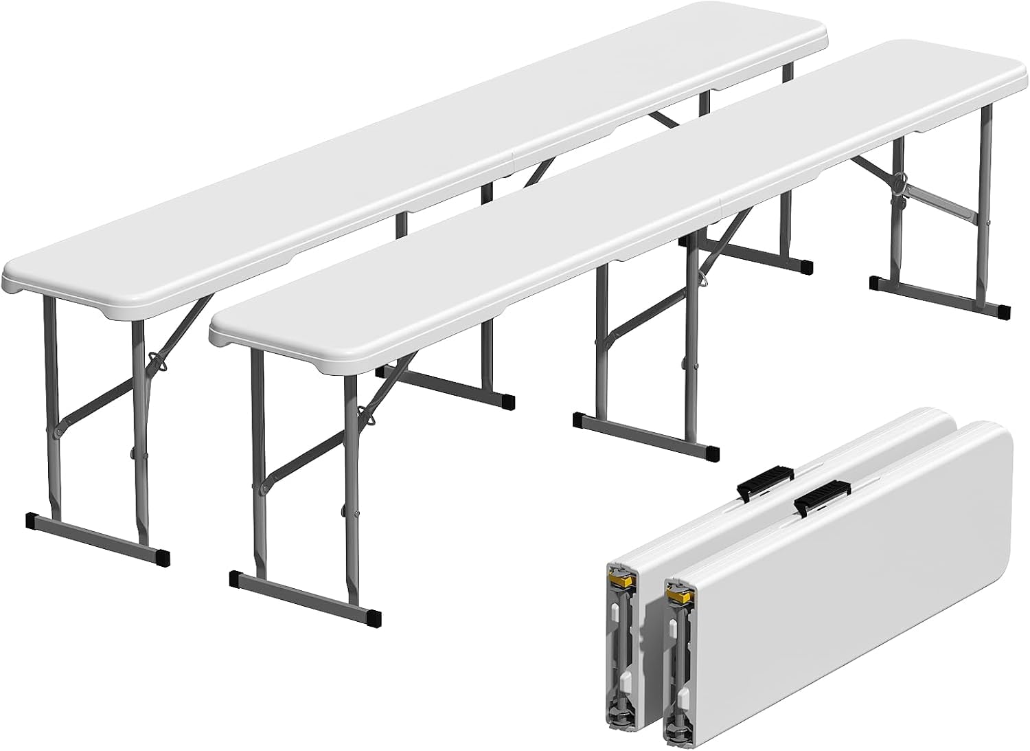 6ft Folding Bench 2 Pack, Plastic Folding Bench for Picnic Camping ...