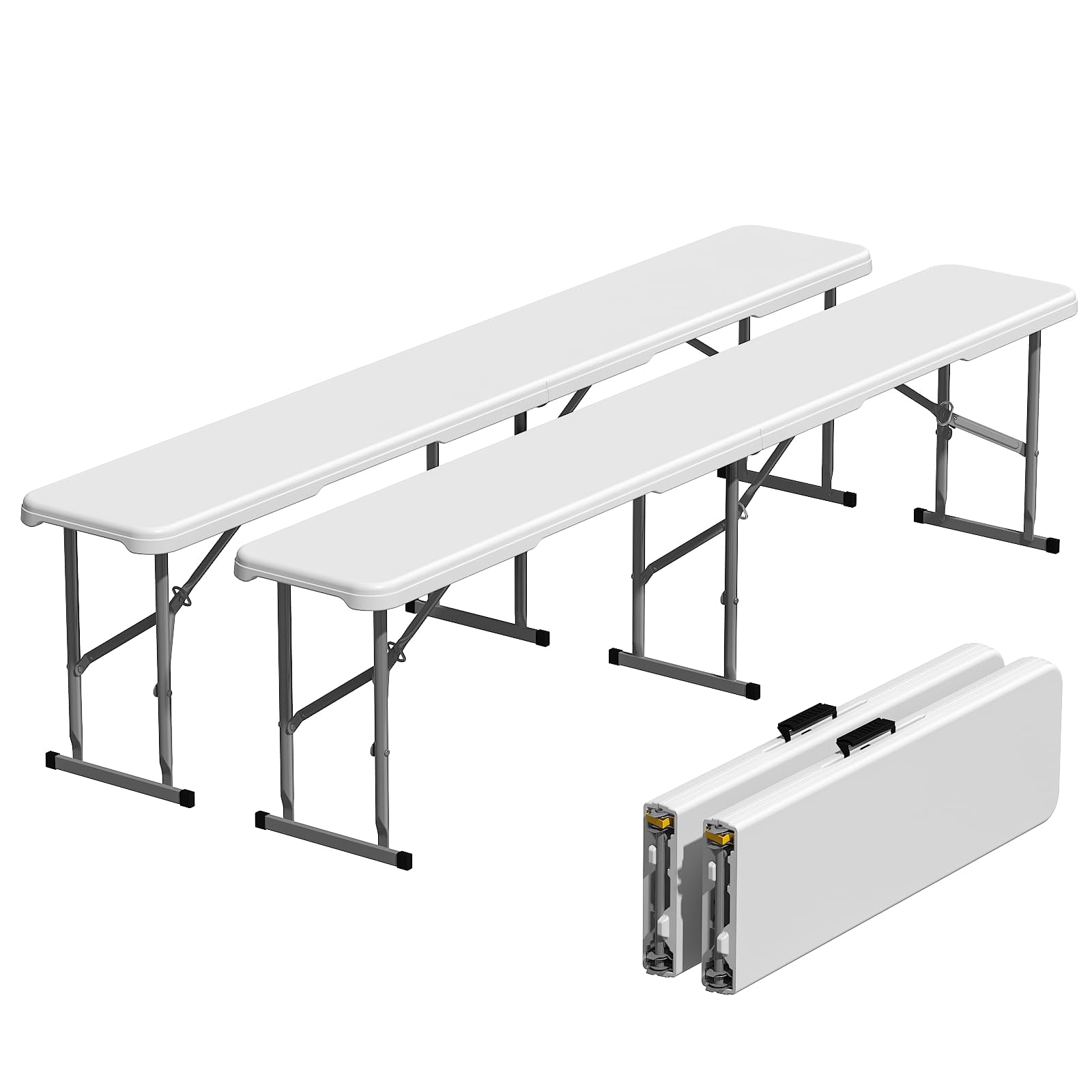 6ft Folding Bench 2 Pack, Plastic Folding Bench for Picnic Camping ...