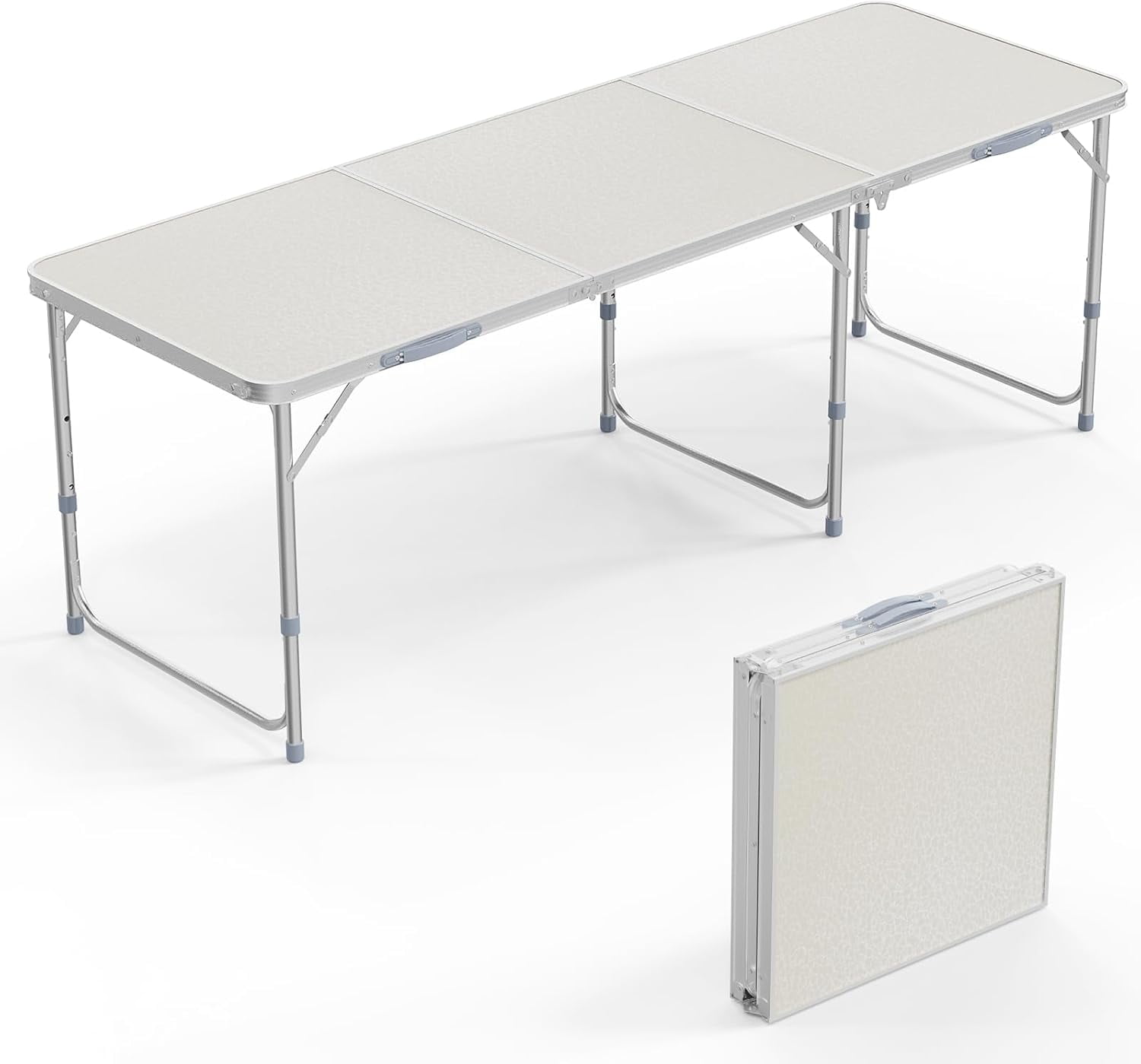 6ft Folding Camping Table with Carry Handle,Portable Utility Table ...