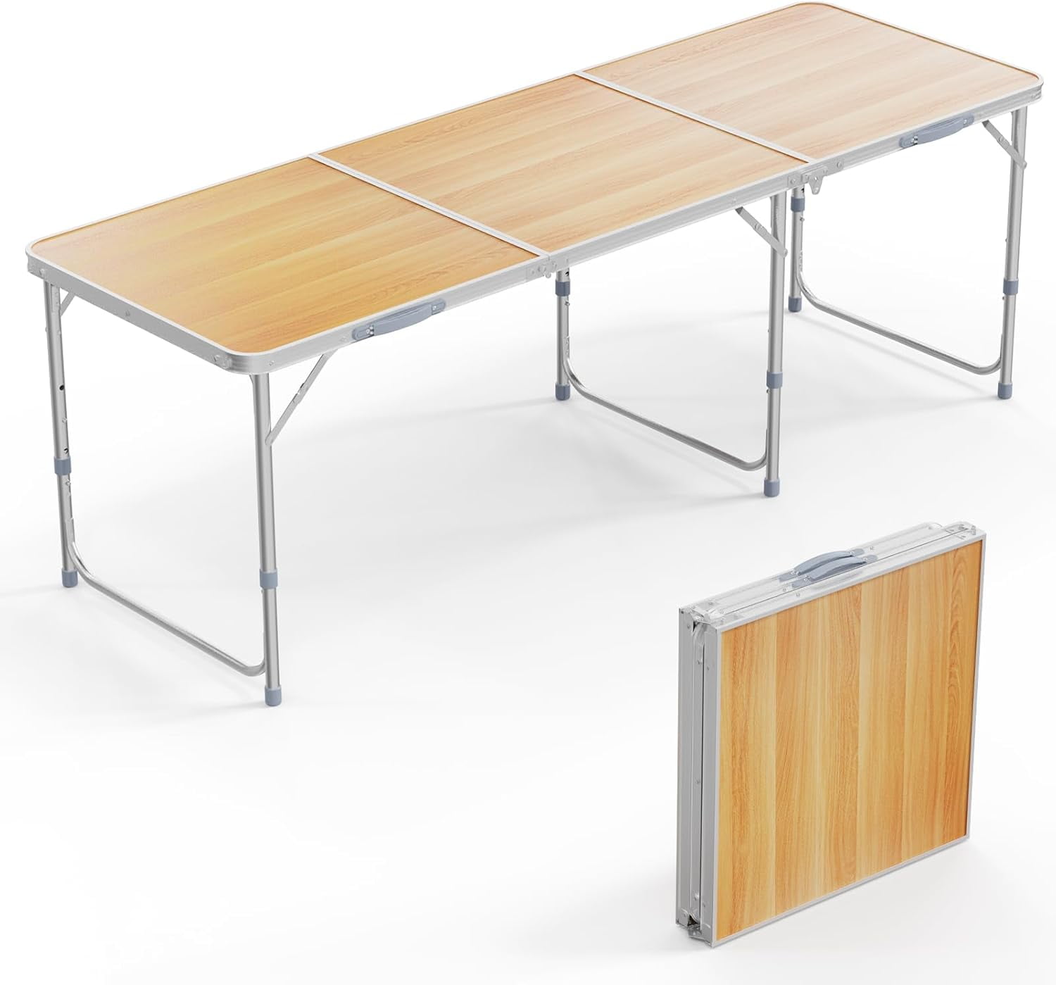 6ft Folding Camping Table with Carry Handle,Portable Utility Table ...